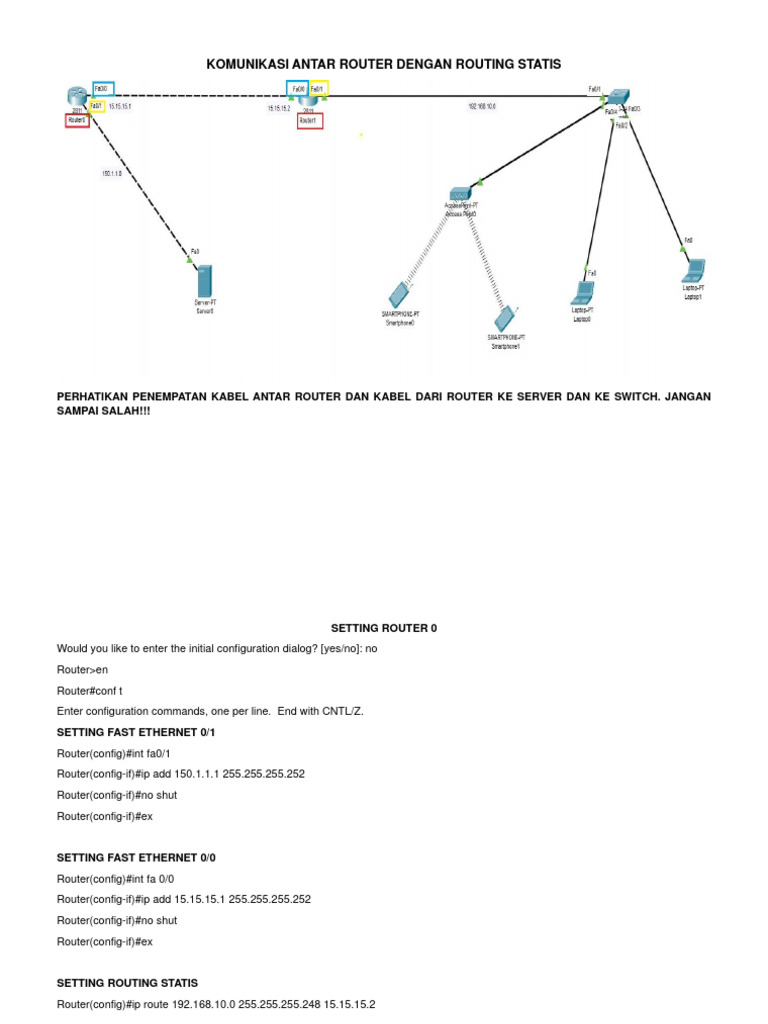 Komunikasi Antar Router Dengan Routing Statis | PDF