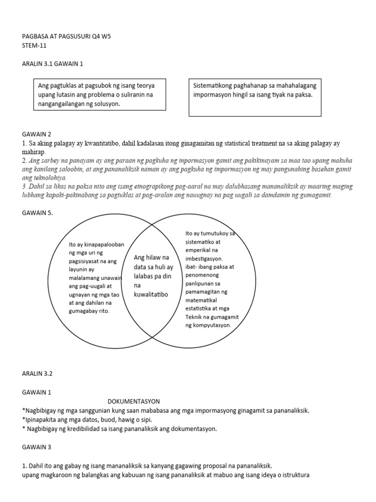 Gab Pagbasa Week 5 | PDF