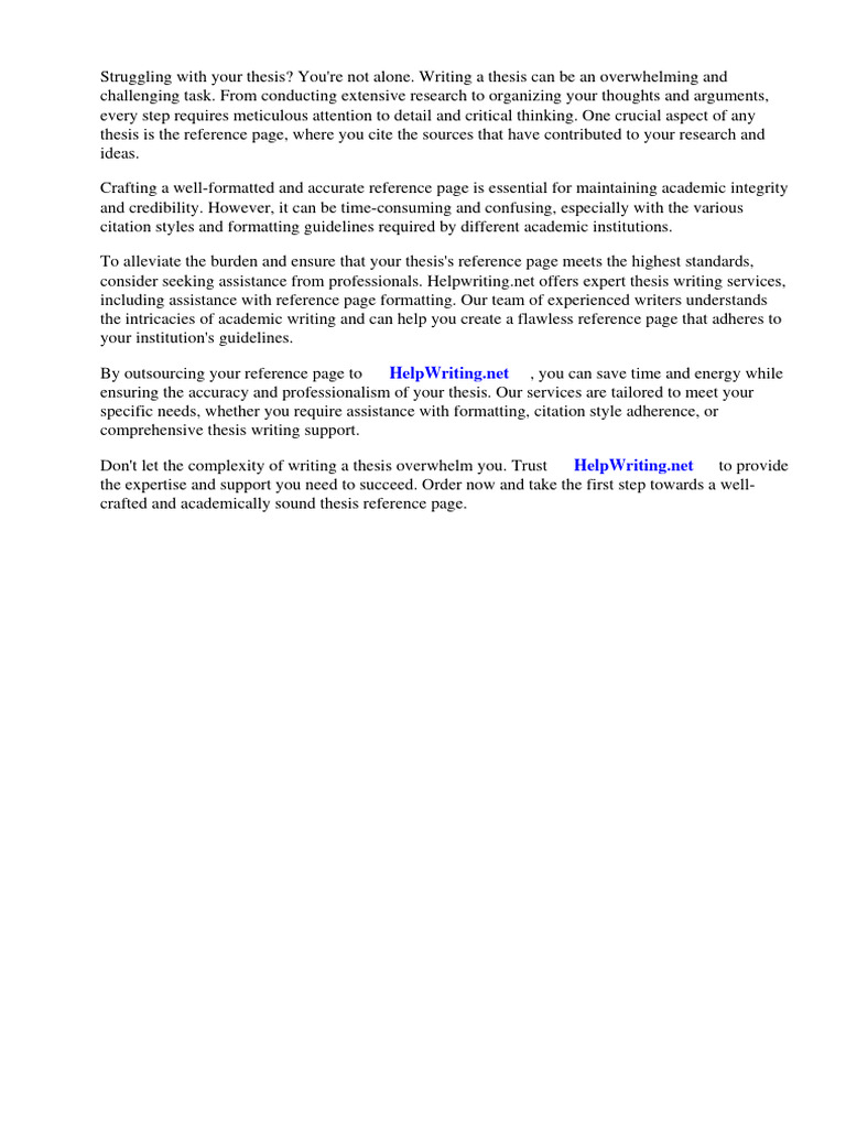 Sample Reference Page For Thesis | PDF | Thesis | Apa Style