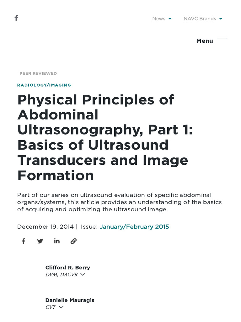 Physical Principles of Abdominal Ultrasonography, Part 1 - Basics of Ultrasound Transducers and ...