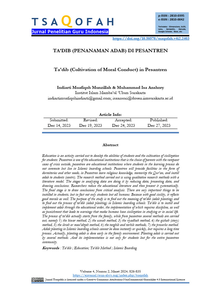 Ta'dib (Penanaman Adab) Di Pesantren | PDF
