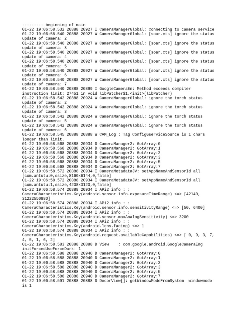 Camera Service Connection Log | PDF | Software Engineering | Computer Engineering