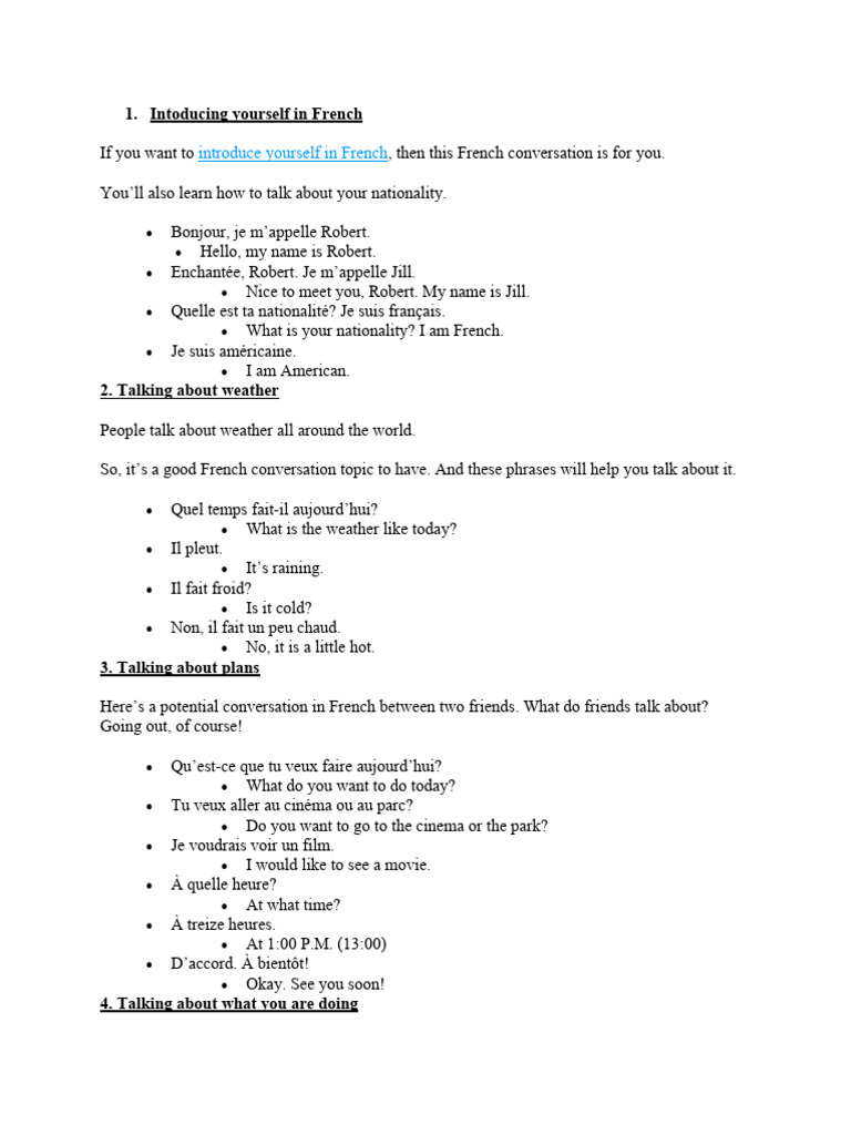 Learn Basic French Conversations | PDF
