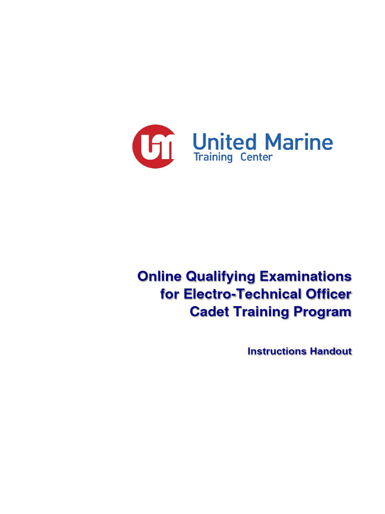 UMTC Online Qualifying Examinations For ETO Cadet Program (Version 5) | PDF