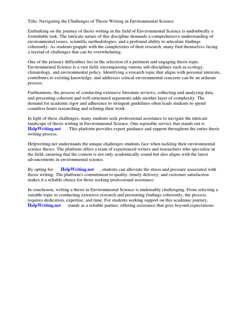 Thesis Topics Environmental Science | PDF | Natural Environment | Environmental Science