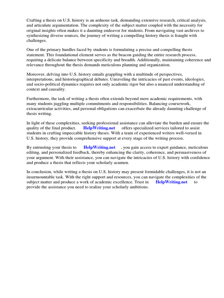 Us History Thesis Statements | PDF | Essays | Thesis