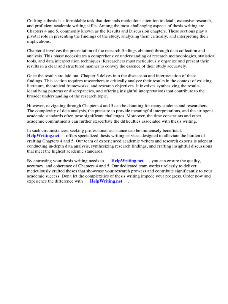 Thesis Writing Chapter 4 and 5 | PDF | Thesis | Methodology