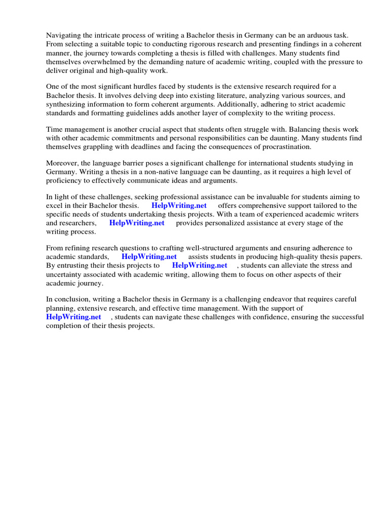 Bachelor Thesis in Germany | PDF