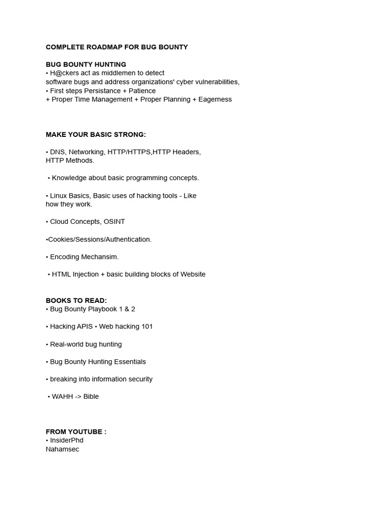Comprehensive Bug Bounty Roadmap | PDF