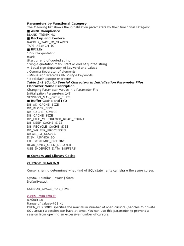 Oracle DB Initialization Parameters | PDF | Oracle Database | Data