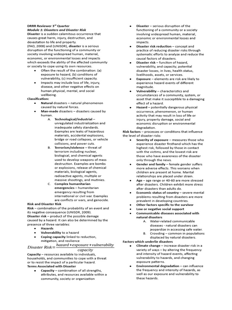 DRRR Reviewer 3rd Quarter | PDF