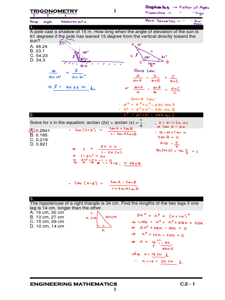 Trigonometry Questions | PDF | Triangle | Trigonometry