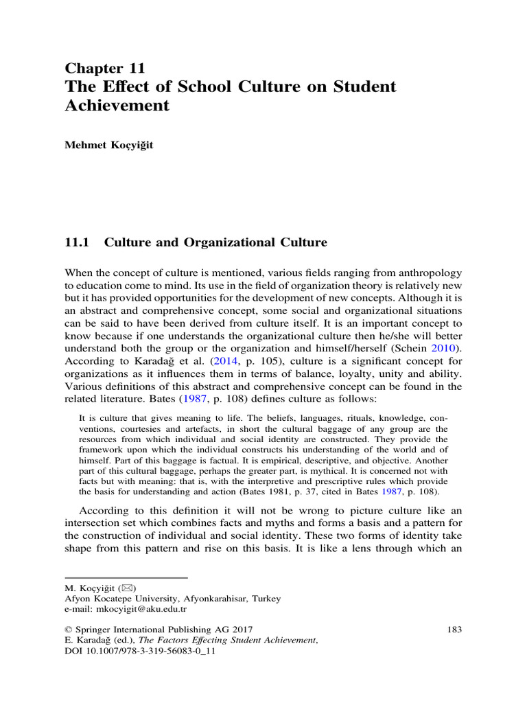 Impact of School Culture on Achievement | PDF | Meta Analysis | Statistics