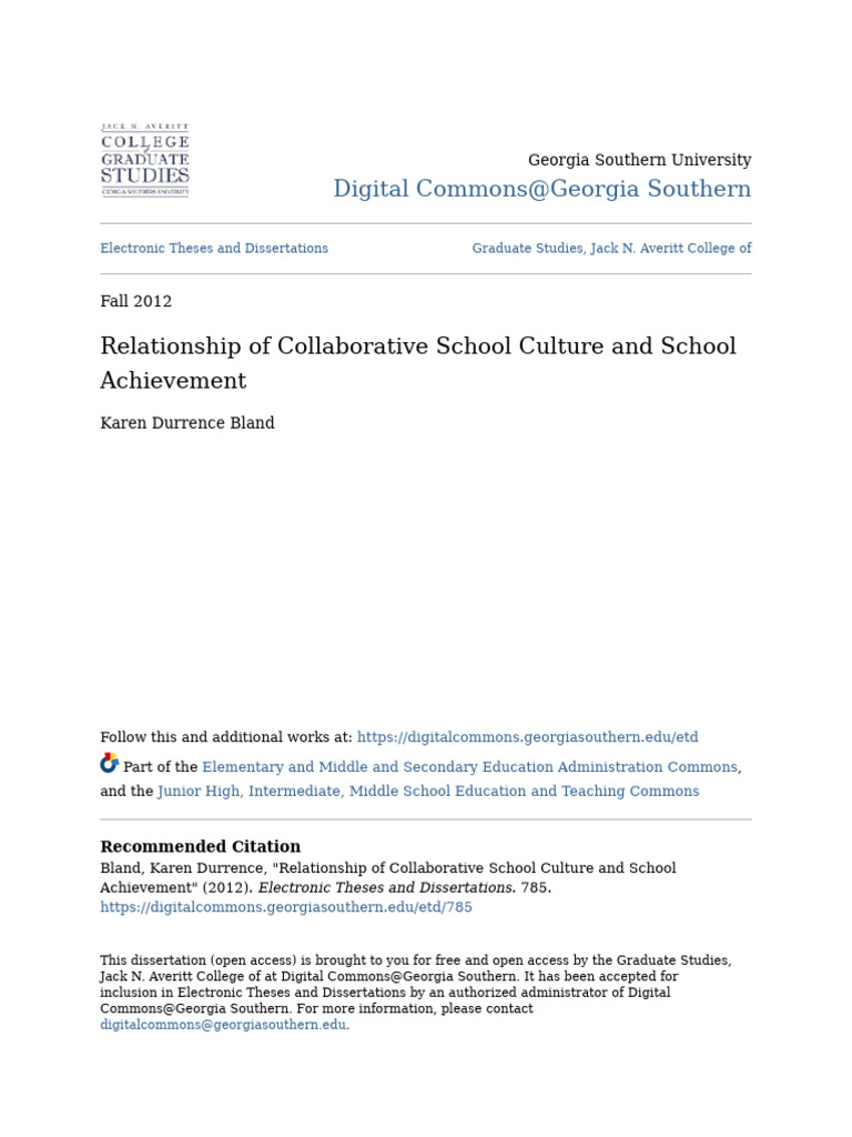 Relationship of Collaborative School Culture and School | PDF ...
