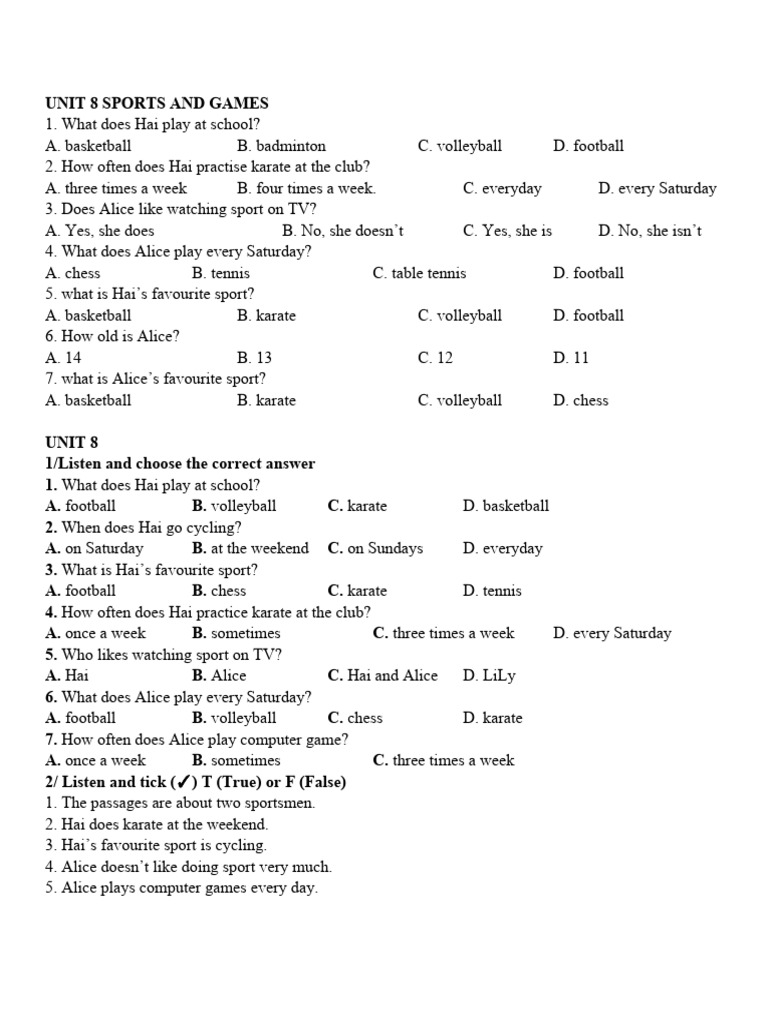 Unit 8 Sports and Games | PDF