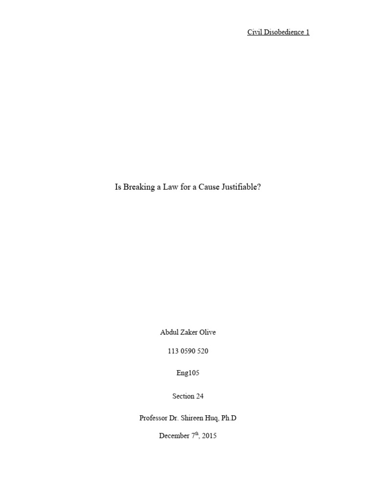 Justifying Civil Disobedience: A Study | PDF | Civil Disobedience | Protest