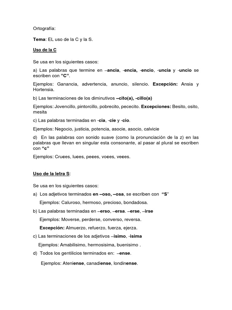 El uso de la C y S - actividad en clase | PDF