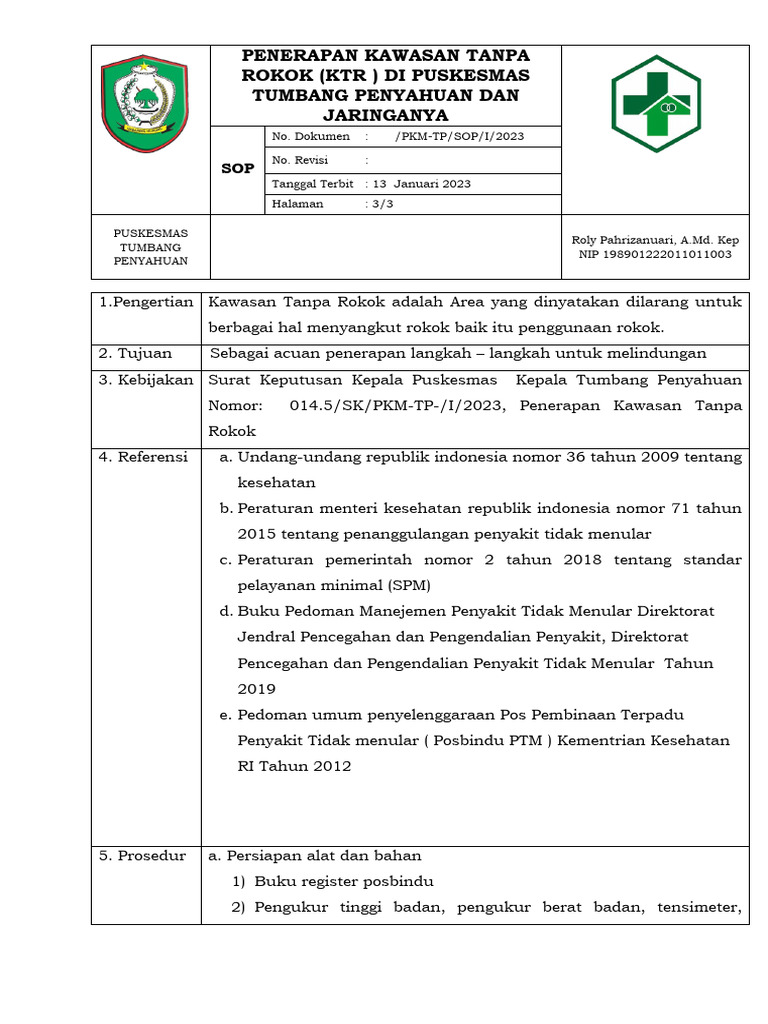 Sop KTR | PDF | Kesehatan Holistik | Sains & Matematika