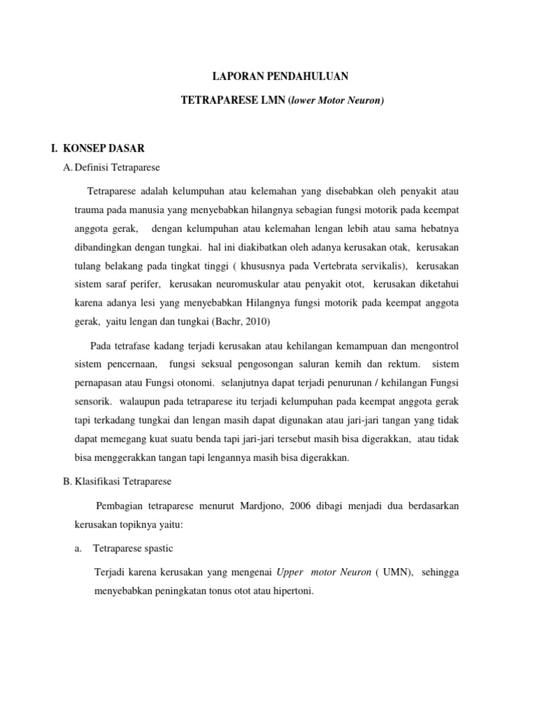 Tetraparese LMN: Definisi dan Penanganan | PDF | Kesehatan Holistik ...