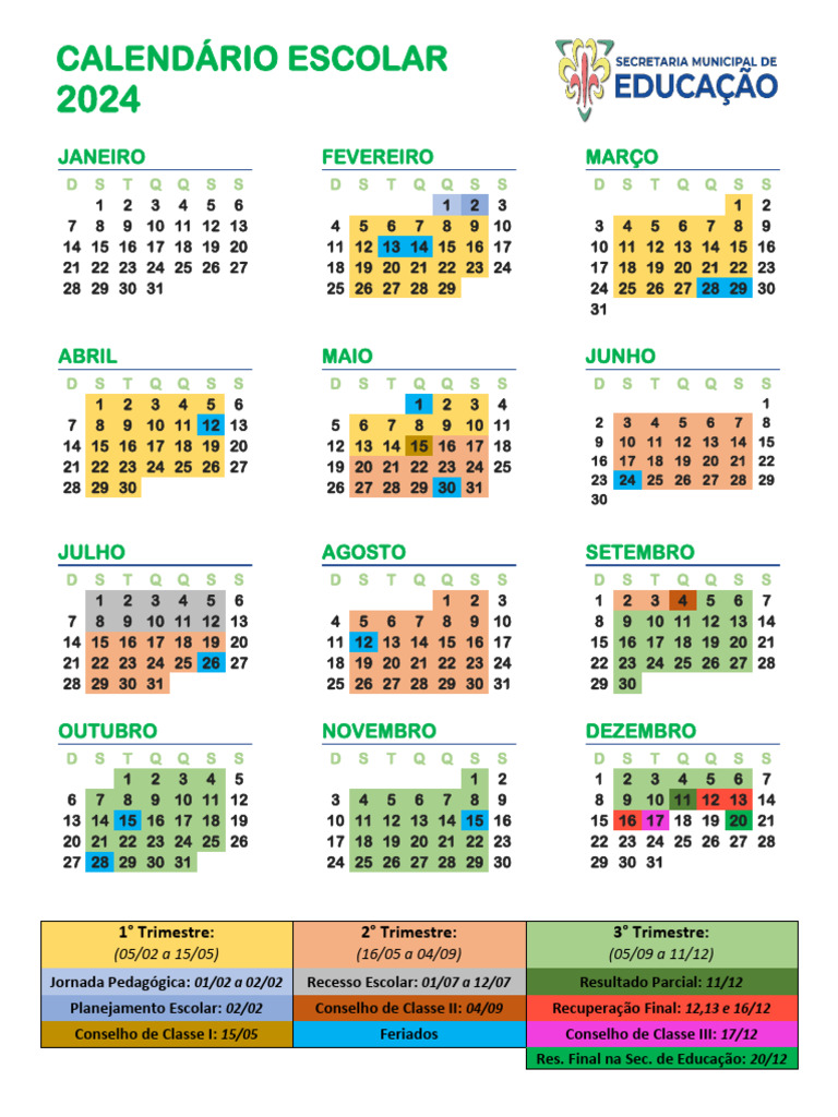 Calendário Escolar 2024 - Bahia | PDF