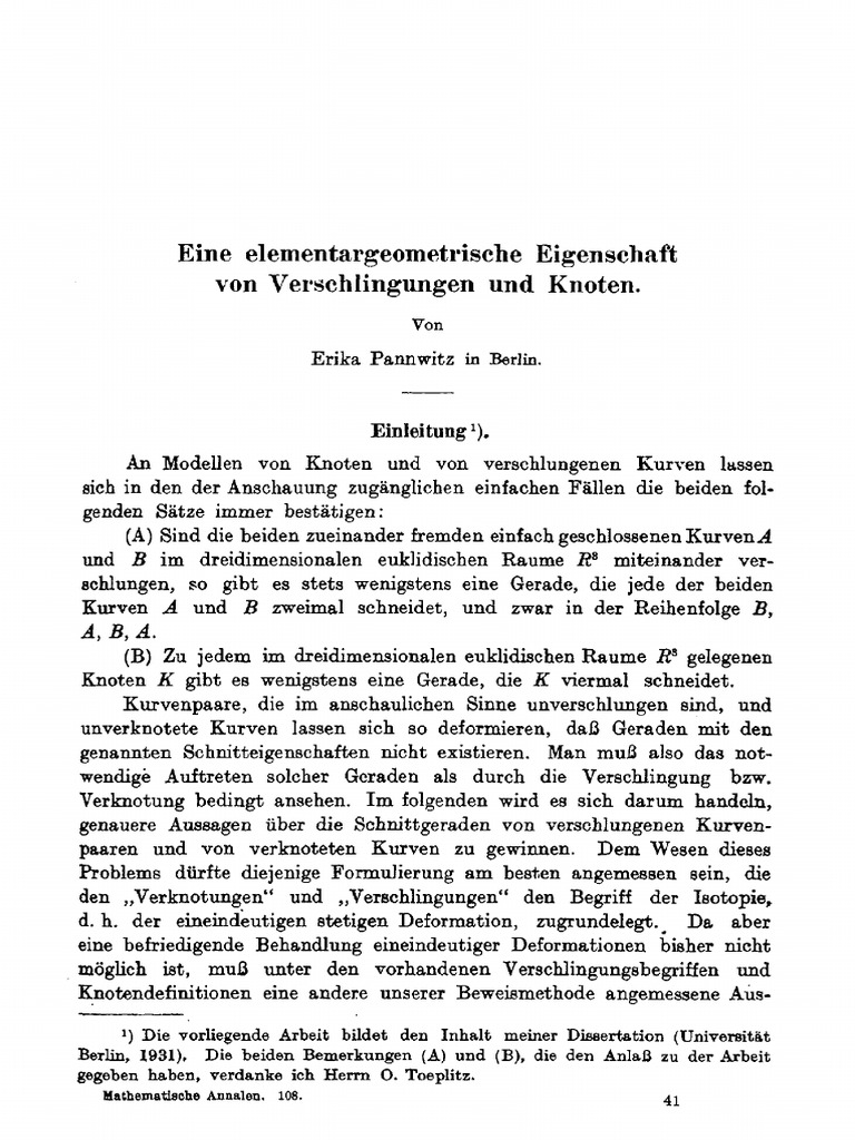 Eine Elementargeometrische Eigenschaft Von Verschlingungen Und Knoten ...