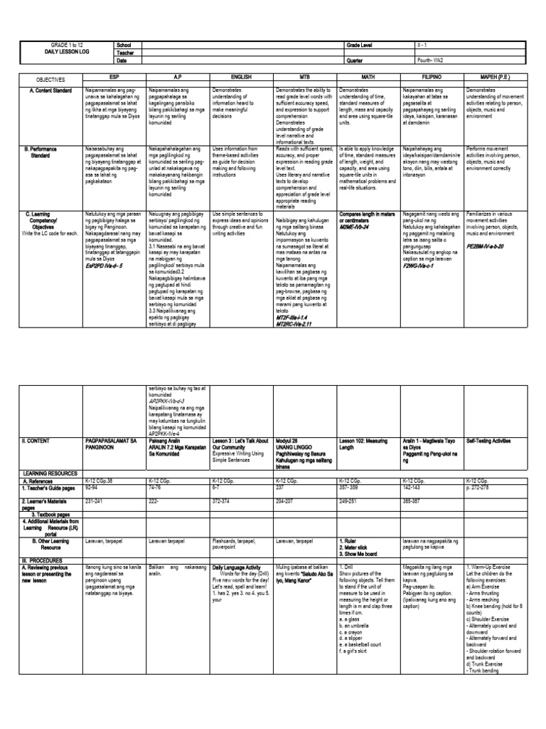 Grade 2 q4 Week 2 All Subjects DAY 3 | PDF