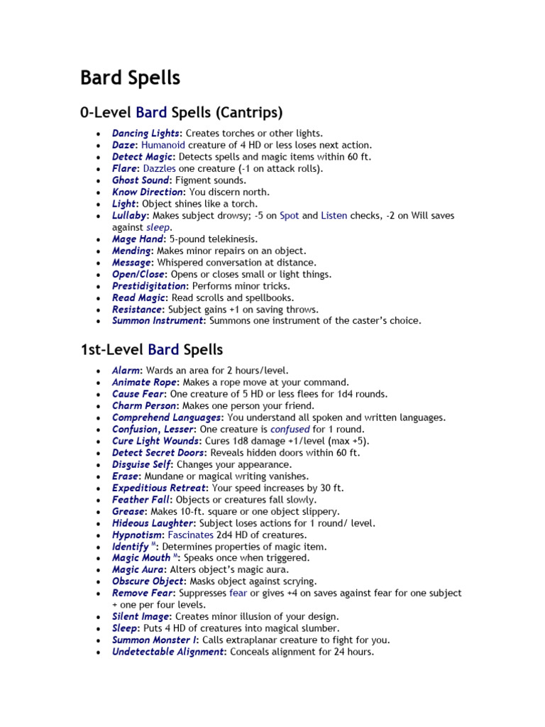 Bard Spells | PDF