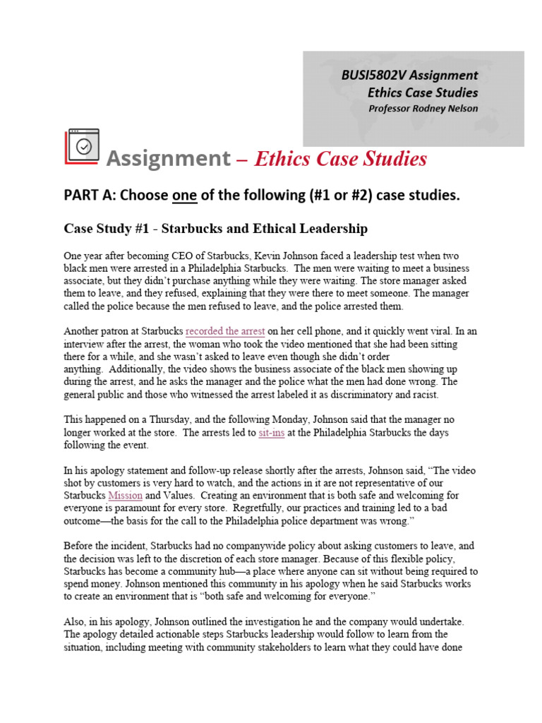 BUSI5802V Assignment Ethical Case Studies Material | PDF | Starbucks