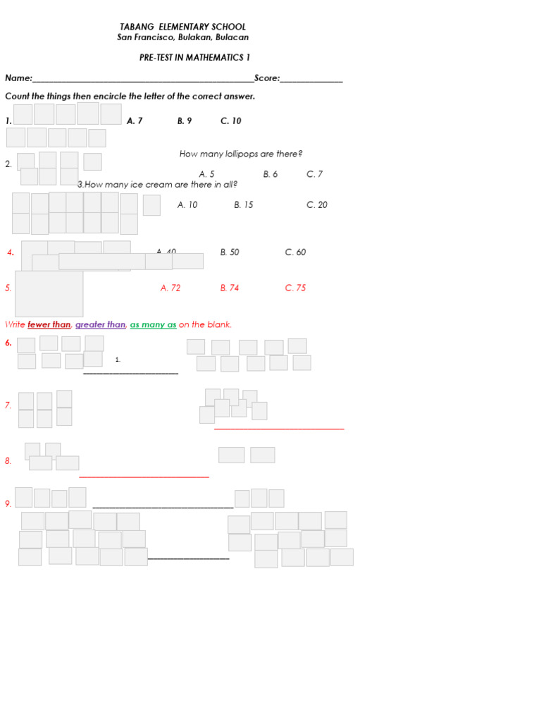 Pre-Test - Mathematics 1 | Download Free PDF | Mathematics