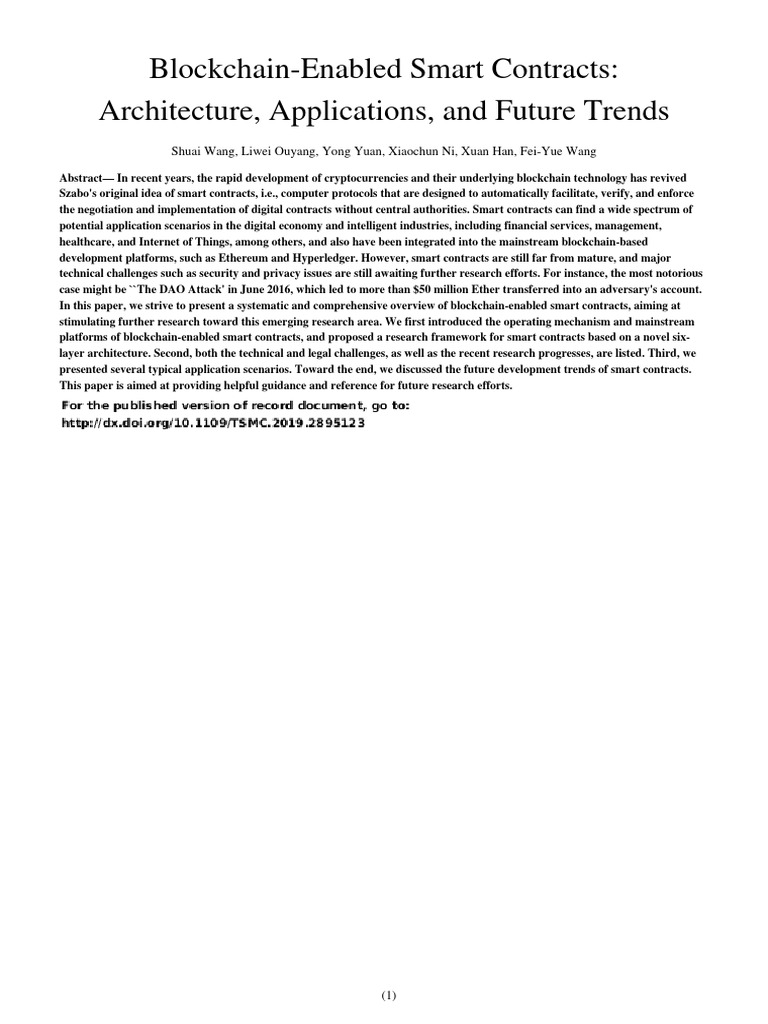 Blockchain-Enabled Smart Contracts | PDF | Finance & Money Management | Technology & Engineering