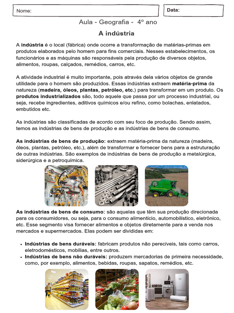 Aula Geografia - A Indústria | PDF