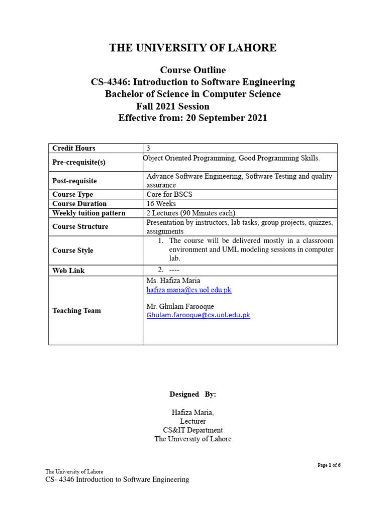 1 Outline SE F2021 | PDF