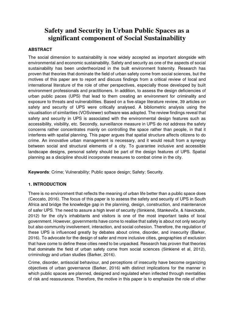 ManuScript - Safety and Security in Urban Public Spaces As A ...