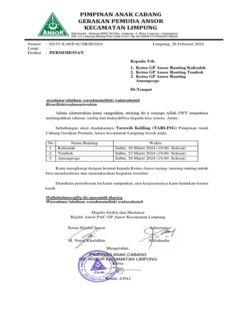 Permohonan Tarling Ranting | PDF