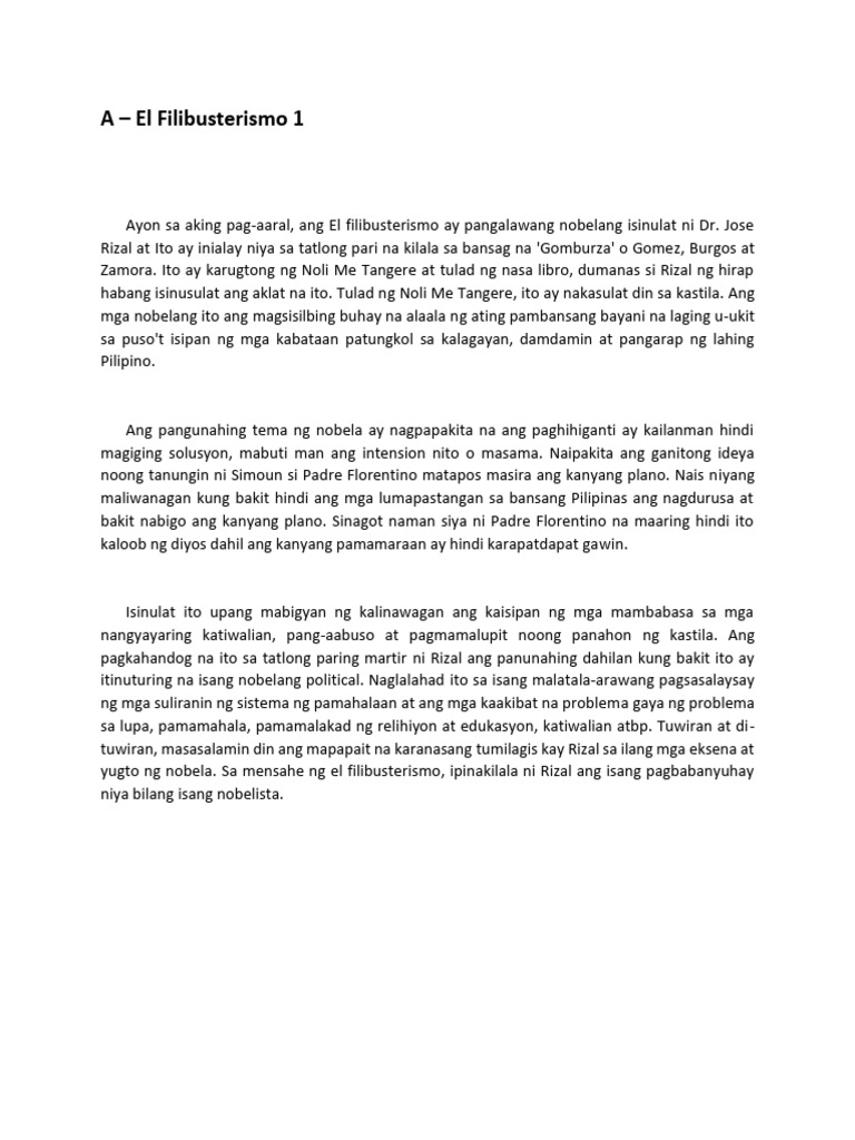 A - El Filibusterismo 1 | PDF