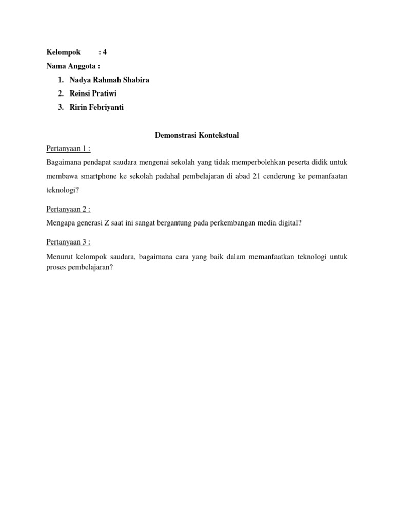 Kelompok 4 - Demonstrasi Kontekstual - TBPP Topik 1 | PDF | Karier & Perkembangan | Ilmu Sosial