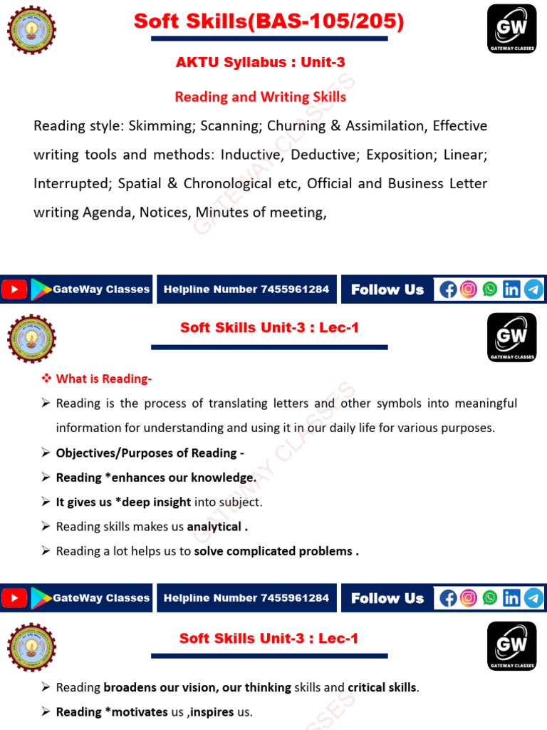 Soft Skills Unit-3 Combined Notes W | PDF | Foreign Language Studies