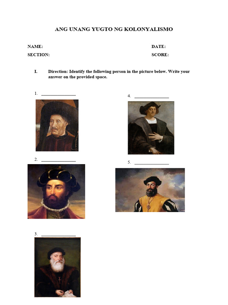 Quiz For Unang Yugto NG Kolonyalismo | PDF