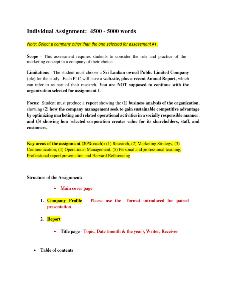 Assignment Guidelines - Individual Assignemnt | PDF