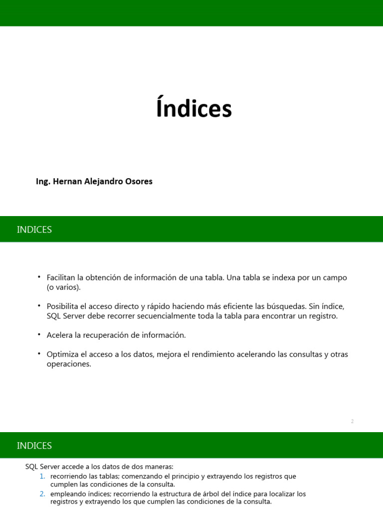 Indices 1 1 | PDF | Servidor SQL de Microsoft | SQL