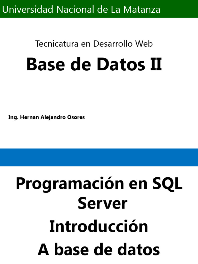 Clase1 - Introduccion MSSQL Server - 1 | PDF | SQL | Servidor SQL de Microsoft