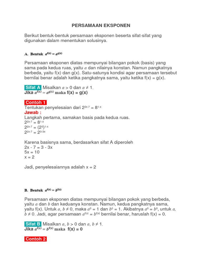 Persamaan Eksponen Pert 4 | PDF