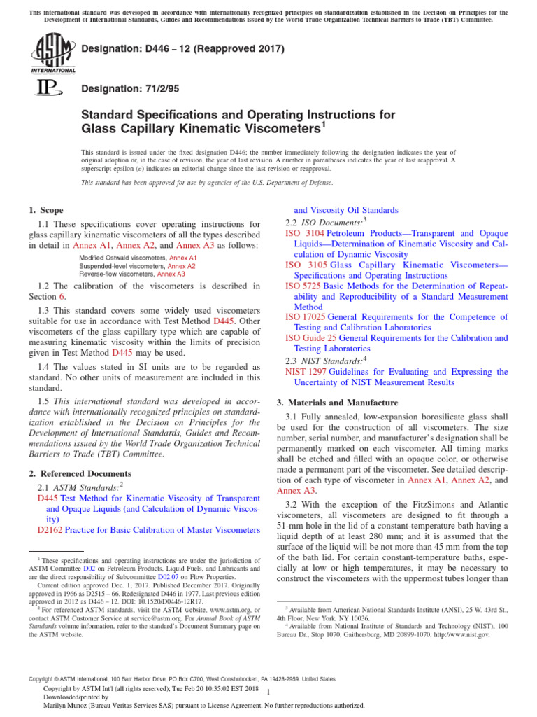 ASTM D446 - 12 (17) - Standard Specifications and Operatin Instructions ...