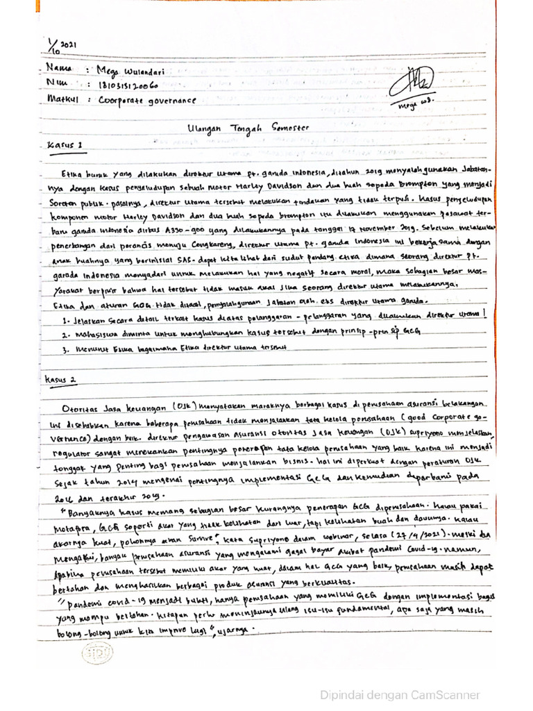 Mega Wulandari 1810313120060 UTS GCG | PDF