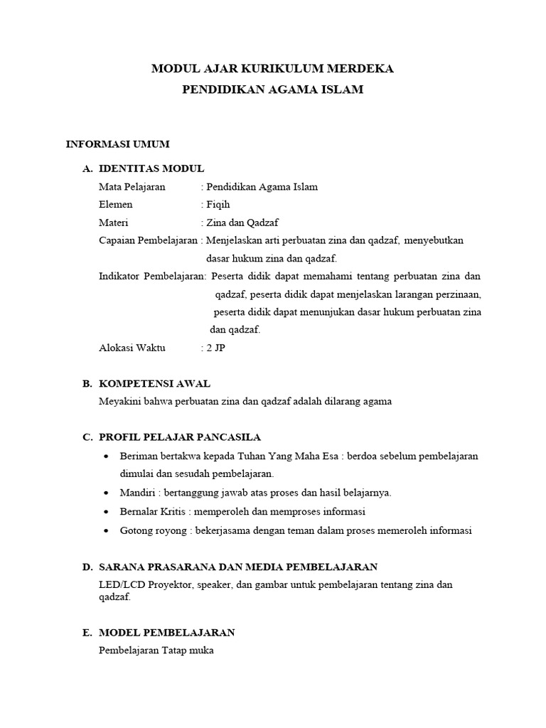 MODUL AJAR KUMER FIQIH (1) | PDF