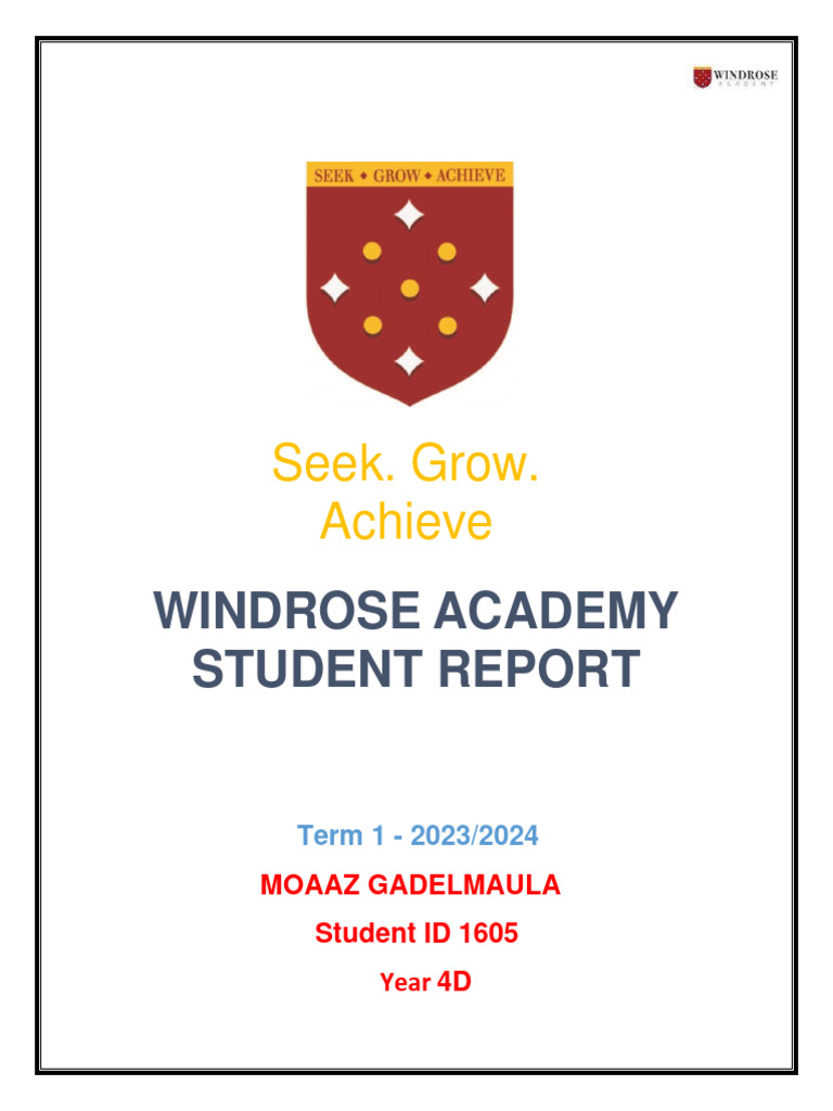 Seek. Grow. Achieve: Windrose Academy Student Report | Download Free ...