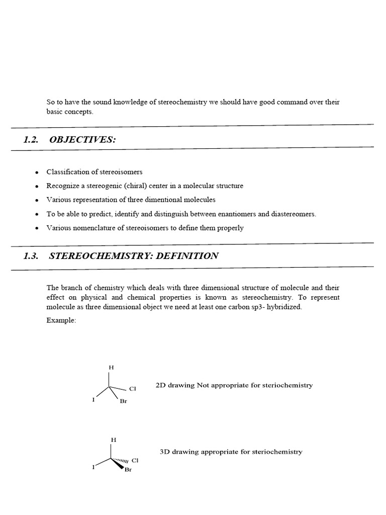 Module V Stereo Chemistry | PDF | Chirality (Chemistry) | Isomer