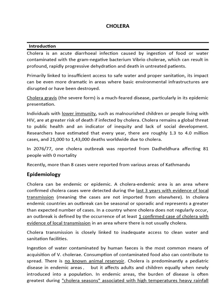 Cholera | PDF | Cholera | Infection