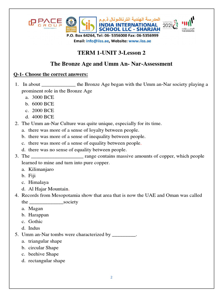 L2 (2) The Bronze Age and Umm An Nar - ASSIGNMENT 1 | PDF