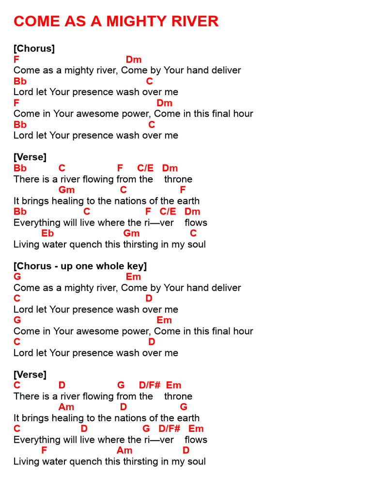 Come as a Mighty River Lyrics | PDF